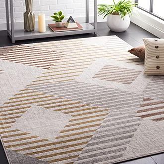Safavieh Modern Wohnzimmer, Esszimmer, Schlafzimmer - Palma Collection, Kurzer Flor, Beige, 201 X 279 cm