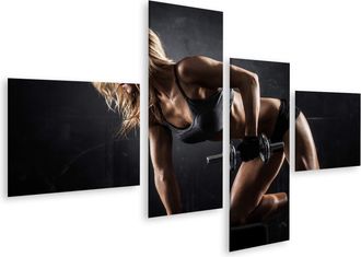 Islandburner Bild auf Leinwand Fitness Hanteln Gym Studio Athletische Frau Muskeln Bilder Wandbilder Poster
