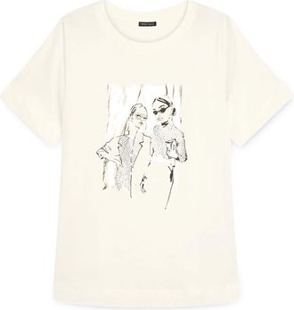 Fiorella Rubino Femme, Tops, Blanc, Taille: 42 FR T-shirt en jersey avec imprim&eacute;
