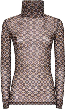 Dries Van Noten Femme, Tops, Brun, Taille: 42 FR Mini Tie Print Mesh Top