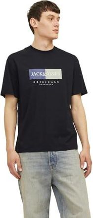 Jack & Jones Jorfrederiksberg Box Tee SS C.n Sn T-Shirt, Noir/Détails : aw24, XL Homme