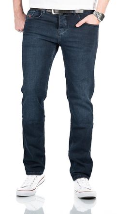 Alessandro Salvarini Jeans Herren Regular Fit Stretch - Männer Hosen Denim - 98% Baumwolle, 5 Taschen, Knopfleiste, Hose lang Dunkelblau [AS-352 W33 L30]