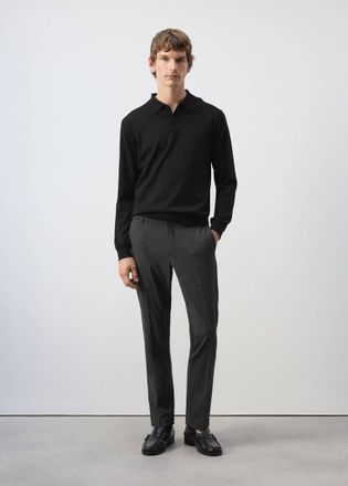 Mango Pantalon slim fit taille &eacute;lastique gris chin&eacute; fonc&eacute; - Homme - 38 - MANGO MAN