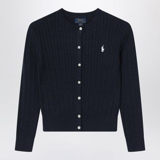 Polo Ralph Lauren Marineblauer Baumwoll-Cardigan mit feinem Zopfmuster