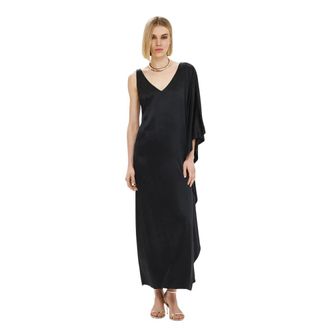 Access Fashion Access Fashion, Femme, Robes, Noir, Taille: 40 FR Robe Satin&eacute;e &agrave; Manches Asym&eacute;triques