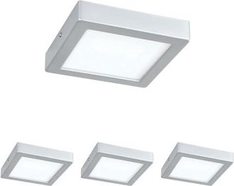 Eglo LED Deckenleuchte Idun, 1 flammige Aufbauleuchte aus Metall und Kunststoff, Deckenlampe in Silber, Wei&szlig;, LED Aufbaulampe neutralwei&szlig;, L x B 17 cm (Pac