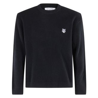 Maison Kitsun&eacute; Fox Head Lambswool Comfort Jumper - - Knitwear - Herren - Schwarzk - M