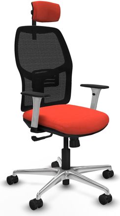 Piqueras y Crespo Alfera Telearbeitsstuhl mit wei&szlig;en und schwarzen Armlehnen, h&ouml;henverstellbare Lendenwirbelst&uuml;tze und h&ouml;henverstellbares Kopfteil, Schwarz / Dunkeloran