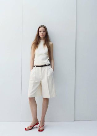 Mango Top lyocell dos nu &eacute;cru - Femme - XS - MANGO