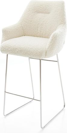 DELIFE Barstuhl Alja-Flex Teddystoff Beige Kufengestell Edelstahl Silberfarben Taschenfederkern, Barst&uuml;hle