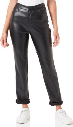 Noisy May Noisy may Hose aus Kunstleder PU Coated Beschichtet High Waist Pants mit Reißverschluss NMANDY, Farben:Schwarz,Größe Damen:XL/L34,Z - Länge L30/32/34/