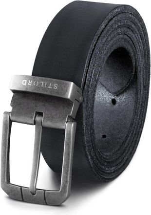 STILORD Ledergürtel Herren 80-130 cm Kürzbar Echtes Vintage Büffel-Leder Männer Schnalle, Farbe:schwarz | Schnalle antik - silbern V, Größe:Universal 80-130 c