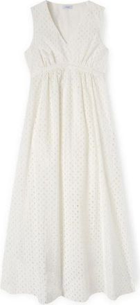 Motivi Femme, Robes, Blanc, Taille: 36 FR Longue robe en broderie anglaise