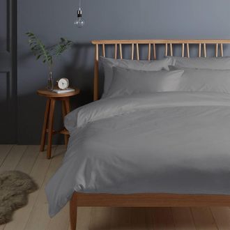 Pizuna 400 Fadenzahl aus Baumwolle Bettw&auml;sche 200x210 Aschgrau, 100% Langstaple Baumwolle Bettbezug und Kissenbezug, 100% Baumwolle Mako Satin 2-Teilig Bettw