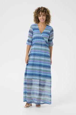 Cream Kleid Feminine Aquarelle Jacquard blue