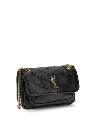 Saint Laurent Womens Shoulder Bag Mini Niki Leather Black Calf