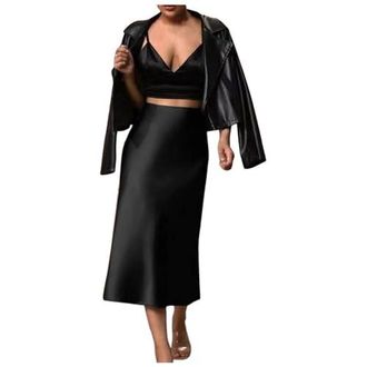 Generic Jupe a Paillette Noir Sequin Taille Dor&eacute;e Maxi Satin&eacute;e Jacquard Sirene Etoile Ann&eacute;e Plume Fluo Su&eacute;dine Country Danse Mexicaine Les Bottines Bottes Sky