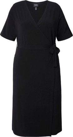 Ulla Popken Maxikleid Midi-Wickelkleid A-Linie V-Ausschnitt Halbarm