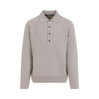 Jacquemus Homme, Pulls, Gris, Taille: L Pull Polo en Tricot