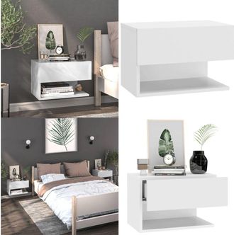 vidaXL Wand-Nachttisch Wei&szlig; - Wandregal - Holznachtttisch - Wohnzimmer Deko - Regal Wei&szlig; - Nachttisch Wandmontiert - Home & Living