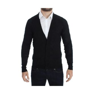 Costume National Elegante schwarze Merinowoll-Strickjacke - - Knitwear - Herren - Schwarzk - S