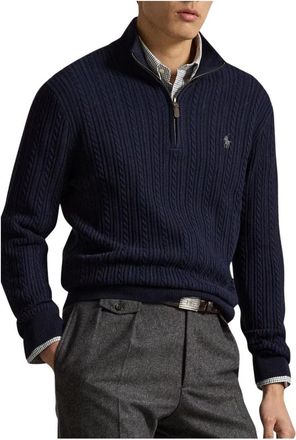 Polo Ralph Lauren Pullover mit Zopfmuster und Rei&szlig;verschluss - - Knitwear - Herren - Blau - S