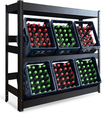 Casa Pura Getränkekistenregal für 6 Kisten mit Ablage - 110 x 110 x 30 cm - Getränkeregal, Kastenregal für Getränkekisten, Flaschenregal, Kastenständer - Regal 