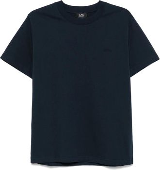 A.P.C. t-shirt en coton biologique à logo brodé - Bleu