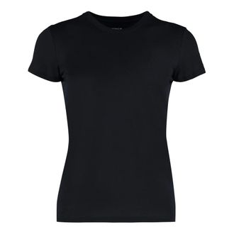 Vince Femme, Tops, Noir, Taille: 42 FR T-shirt en coton &agrave; encolure ras du cou c&ocirc;tel&eacute;e