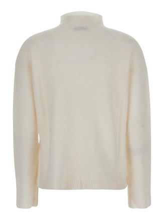 Max Mara Womens White Cashmere Blend High Neck Sweater Tops Top