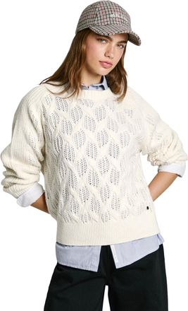 Pepe Jeans London Damen Hedra Crew Strickwaren, Weiß (Mousse White), L