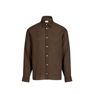 Saison 1865 Chemise droite boutonn&eacute;e unie