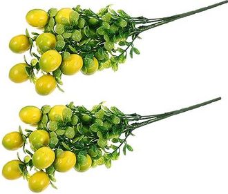 Artibetter 2 Pi&egrave;ces D&eacute;coration De Plantes Fruiti&egrave;res Plantes en Plastique Plantes Artificielles D&eacute;corations pour La Maison Jaune Branche darbre Fruitier Artifici