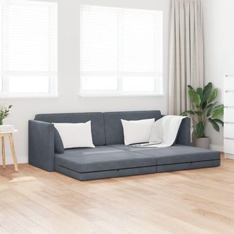 vidaXL Boden-Schlafsofa Dunkelgrau 213 x 76 x 77 cm Samt Vidaxl