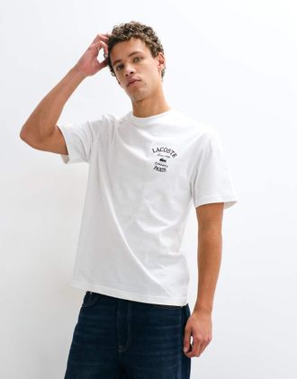 Lacoste t-shirt &agrave; manches courtes &agrave; logo brod&eacute; blanc