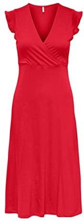 Only ONLMAY S/L Wrap MIDI Dress Box JRS Robe, Rouge High Risk, S Femme