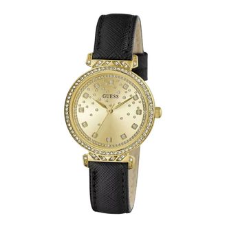 Guess Femme, Accessoires, Jaune, Taille: ONE Size Montre analogique en cuir dor&eacute;