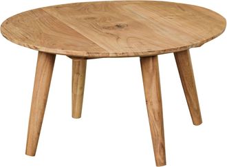 WOHNLING Couchtisch BOHA Massivholz Akazie, Wohnzimmertisch rund &Oslash;75 x 40 cm, Beistelltisch mit 4 Beinen im Landhausstil