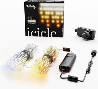 Twinkly Icicle 190 LED Weiß, LED-Kaskadenlichter für Draußen und Drinnen, Smarte LED-Lichter in Weiß, Kompatibel mit Alexa, Google Home, IP44, App-Steuerung, 