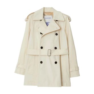Burberry Femme, Manteaux, Blanc, Taille: 32 FR Veste Blanche en Coton &agrave; Double Boutonnage