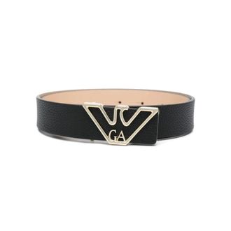 Emporio Armani Schwarzer Lederg&uuml;rtel mit Logo-Schnalle - - Accessories - Damen - Schwarzk - 100 CM