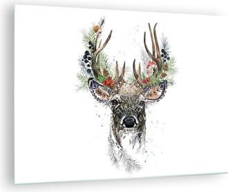 Arttor Bilder auf Glas Surrealismus Hirsch Boho Glasbild 70x50cm Wandbilder Dekoration Wohnzimmer Schlafzimmer K&uuml;che Deko Klein Wanddeko Bild im Glas Wand Ku
