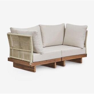 Sklum 2-teilige modulare Gartensofa mit 2 Ecksesseln aus Akazienholz Dailin Akazie Braun