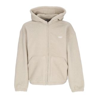 Obey Silbergrauer B&auml;r Sherpa Kapuzenjacke - - Sweatshirts & Hoodies - Herren - Beige - XL