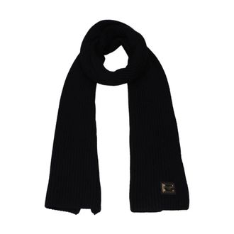 Dolce & Gabbana Homme, Accessoires, Noir, Taille: ONE Size Écharpe de Luxe en Cachemire avec Détails du Logo