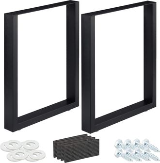 Relaxdays Tischkufen 2er Set, BxH: 60x72 cm, Metall Tischbeine Schreibtisch, Esstisch, Couchtisch, Industrial, schwarz