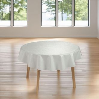 Laro runde 140 cm wachstuchtischdecke wachstischdecke abwashbar PVC tischdecke Wachstuch wasserabweisend Garten tischdecke, Muster:Ornament Geprägt Weiß