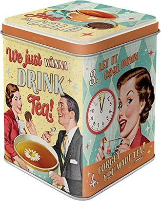 Nostalgic Art Retro Teedose, 100 g, Tea & Cookies Together - Geschenk-Idee für Nostalgie-Fans, Aufbewahrung für losen Tee und Teebeutel, Vintage Design