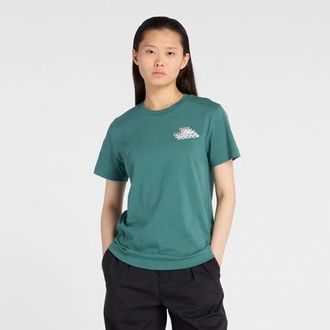 New Balance Femme Multi Linear T-Shirt en Vert, Coton, Taille XS