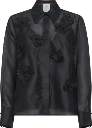Max Mara Femme, Blouses et Chemises, Noir, Taille: 42 FR Chemise en organza de soie